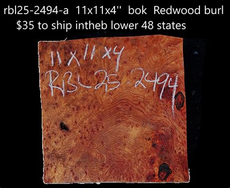 Redwood Burl Block Bow Turning Craft Wood Rbl25 2494 Redwood