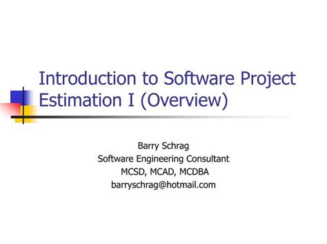 PPT Introduction To Software Project Estimation I Overview PowerPoint Presentation ID