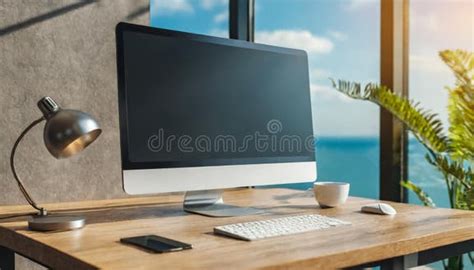 3d Minimal Desktop With Blank Screen Mockup Empty Screen For Text And