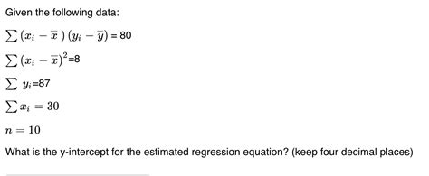 solved given the following data xi yi 80 2
