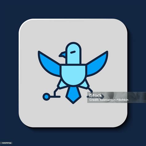 채워진 윤곽선 독수리 아이콘은 파란색 배경에 분리되어 있습니다 미국 대통령의 상징 벡터 가득 찬에 대한 스톡 벡터 아트 및 기타 이미지 가득 찬 갈고리 발톱 깃털