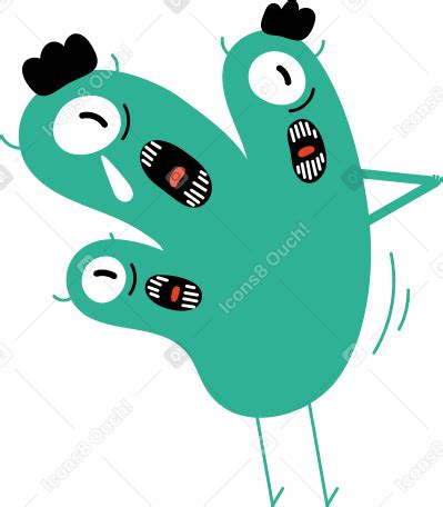 Green Character With Three Heads Png Svg