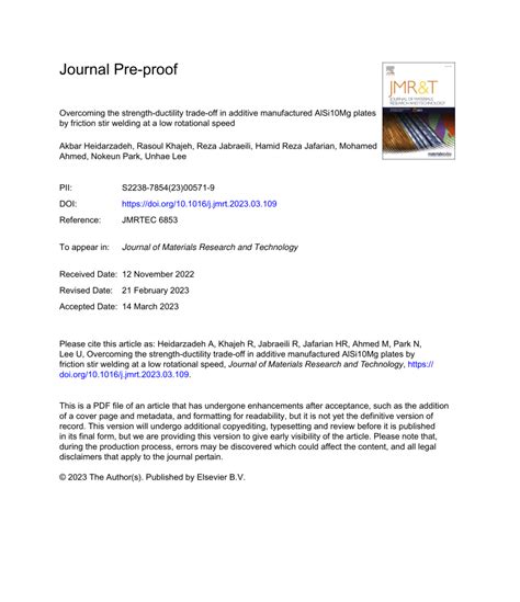 Pdf Overcoming The Strength Ductility Trade Off In Additive