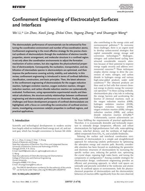 Confinement Engineering Of Electrocatalyst Surfaces And Interfaces