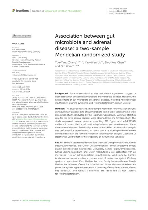 Pdf Association Between Gut Microbiota And Adrenal Disease A Two Sample Mendelian Randomized