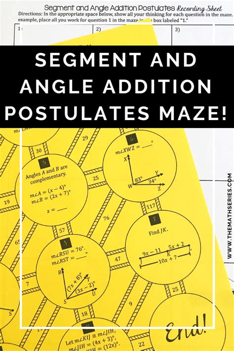 Segment And Angle Addition Postulate Maze Worksheet Answers