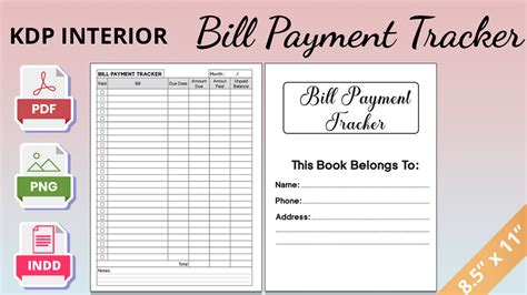 Bill Payment Tracker Book Editable Interior Design Pdf Png