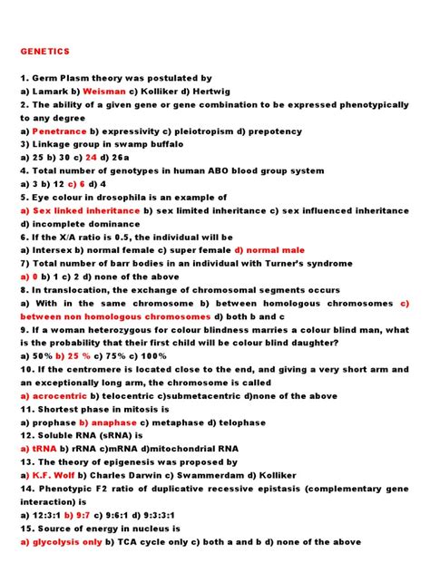 Genetics Mcq Pdf Gene Dominance Genetics