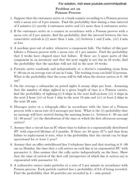 Problem Set On Poisson Process Pdf Statistical Theory Probability Problem Set On Poisson Process Pdf Statistical Theory Probability