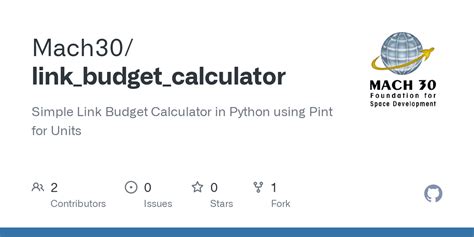 Github Mach Link Budget Calculator Simple Link Budget Calculator In Python Using Pint For Units