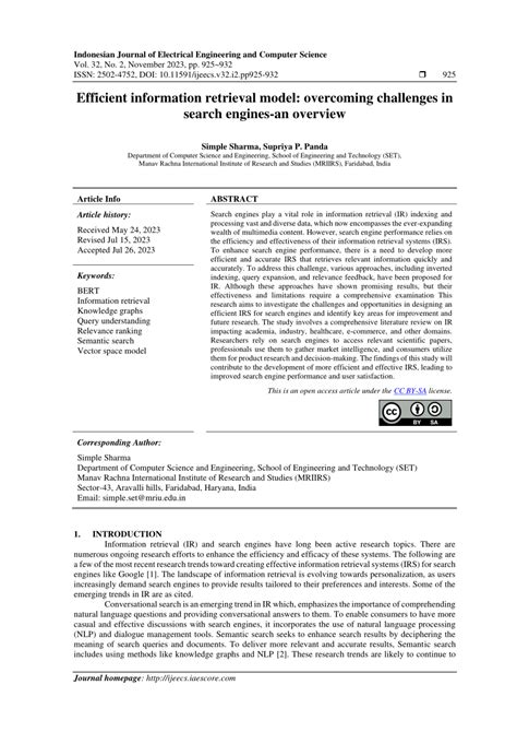Pdf Efficient Information Retrieval Model Overcoming Challenges In