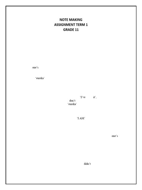 Note Making Assignment 1 Pdf