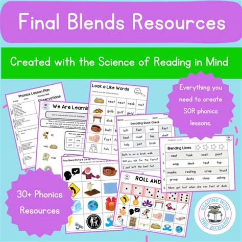 Teaching Final Blends Resources Bundle By Reading With Mrs Richards