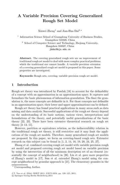 Pdf A Variable Precision Covering Generalized Rough Set Model