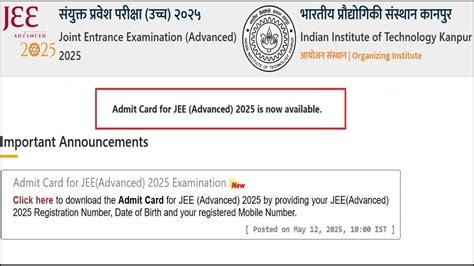 Jeeadv Ac In JEE Advanced Admit Card Out Download Hall Ticket Direct Link Here