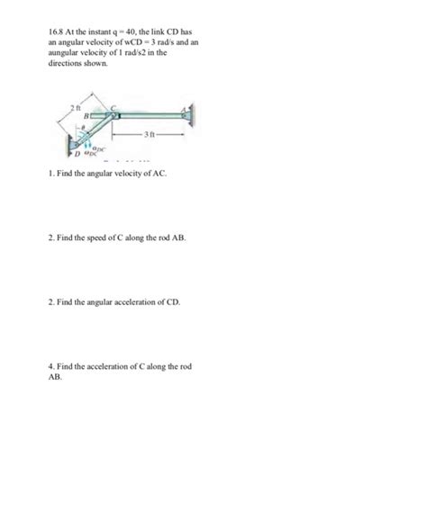 Solved At The Instant Q The Link CD Has An Angular Chegg Com
