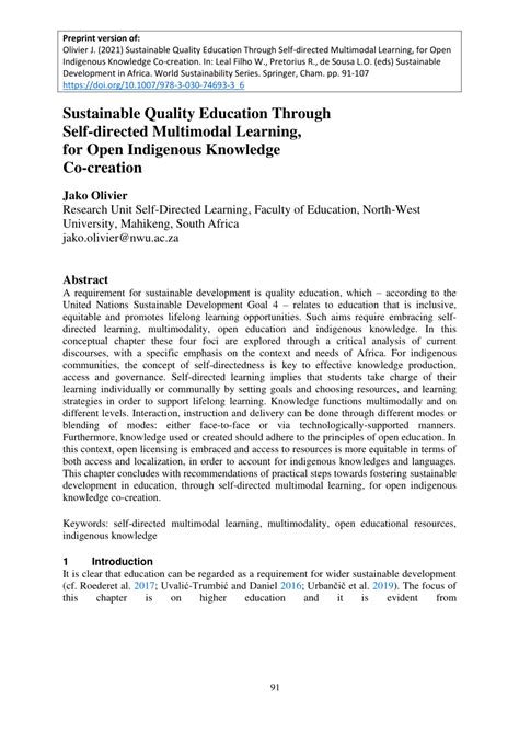 pdf sustainable quality education through self directed multimodal