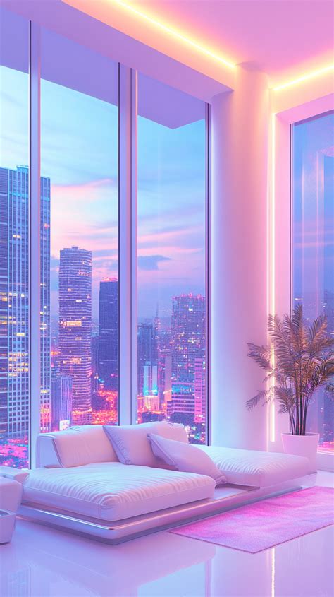 Футуристичный минимализм в интерьере гостиной с технологиями смарт дома In 2025