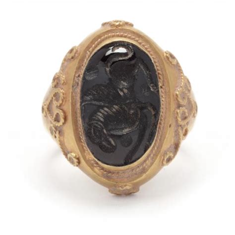 Classical Style Gold Ring With Intaglio Pegasus Lot 181 The Single