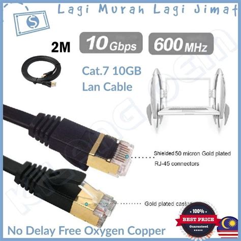 Cat 7 Network 10gbps Gold Plated Connector Flat Cable Cat7 High Speed Lan Network Kabel