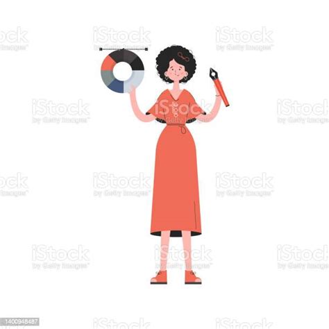 컬러 휠과 펜 도구로 전체 길이를 서있는 여성 격리 프리젠 테이션 사이트를위한 요소 개념에 대한 스톡 벡터 아트 및 기타 이미지 개념 공예 교육 Istock