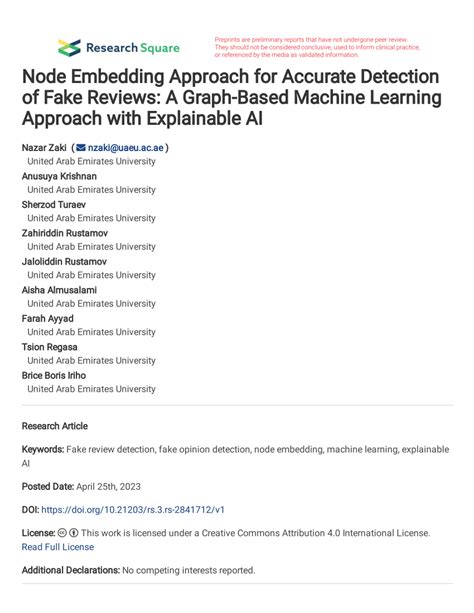 pdf node embedding approach for accurate detection of fake reviews a