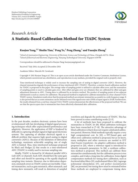 Pdf A Statistic Based Calibration Method For Tiadc System