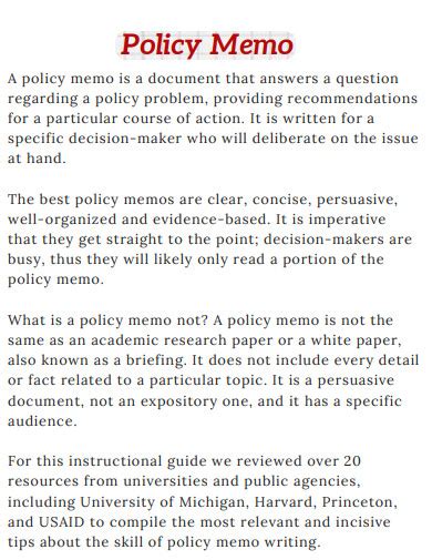 30 Policy Memo Examples To Download