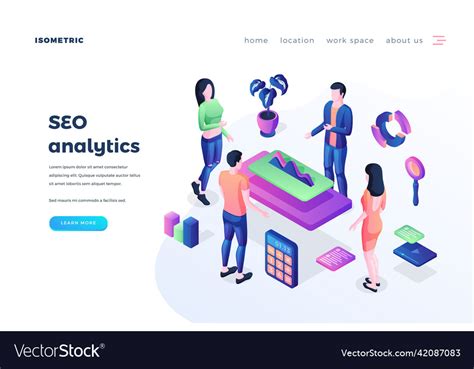 Seo Analytics Landing Page Template Royalty Free Vector