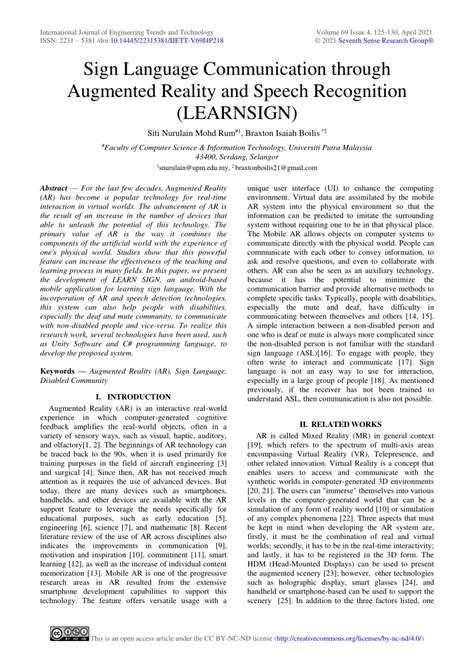 PDF Sign Language Communication Through Augmented Reality And Speech Recognition LEARNSIGN
