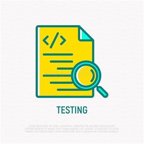 Testing Software Code With Magnifier Line Icon Stock Vector Illustration Of Testing Design