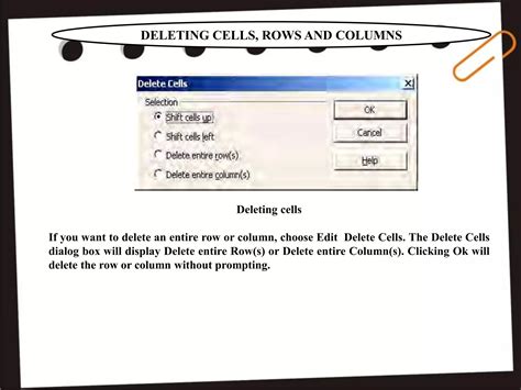 Deleting Cells Rows And Columns Rdsivakumar Ppt