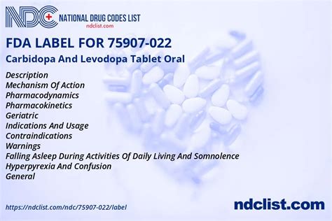 Fda Label For Carbidopa And Levodopa Tablet Oral Indications Usage