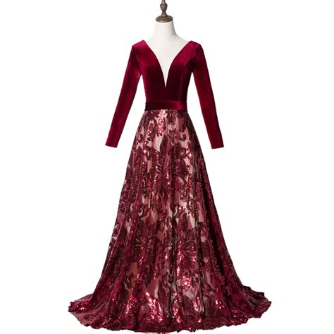 Plus Size Red Filigree Long Sleeve Gown Hello Curve