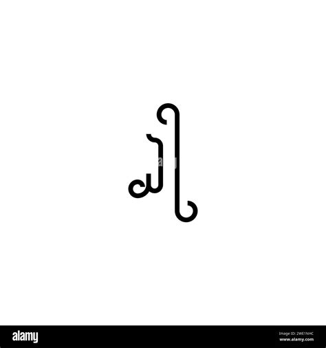 JI Simple Curved Concept Initial Logo Design Black And White Background Stock Vector Image Art