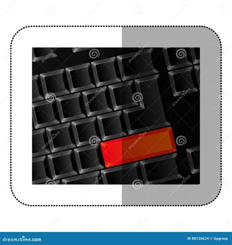 Computer Keyboard With Red Button Stock Illustration Illustration Of Icon Push 88126624