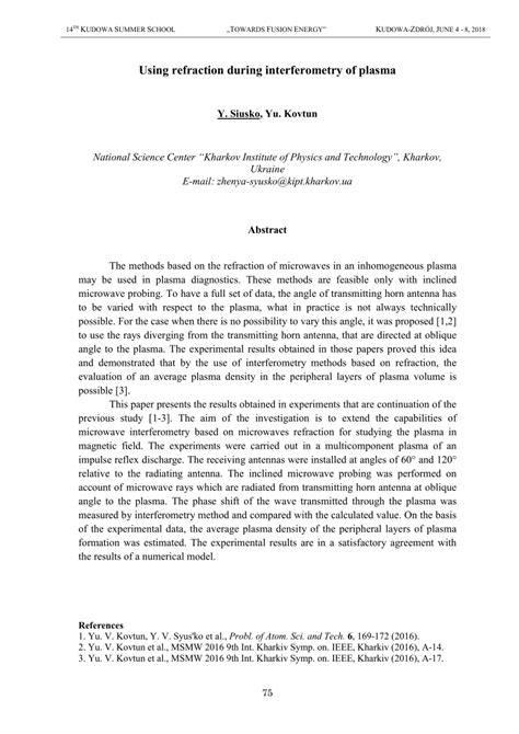 Pdf Using Refraction During Interferometry Of Plasma