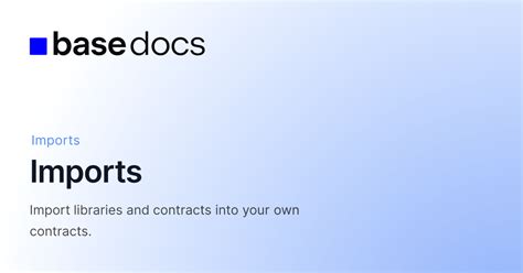 Imports Base Documentation