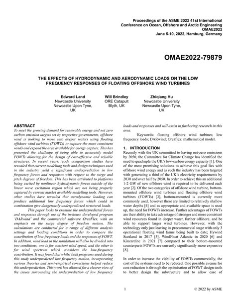 Pdf The Effects Of Hydrodynamic And Aerodynamic Loads On The Low