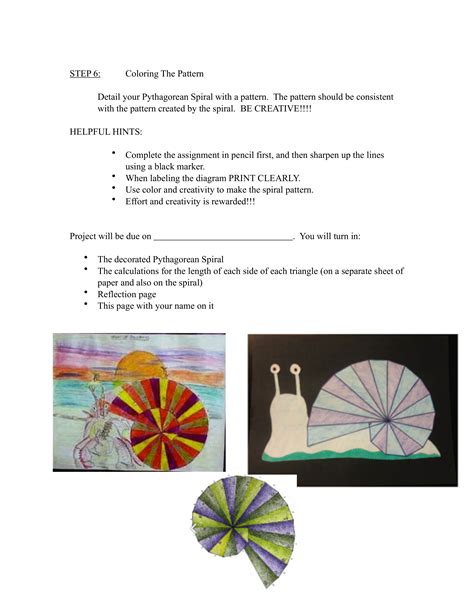 Pythagorean Spiral Calculations Answers Pythagorean Spiral Project