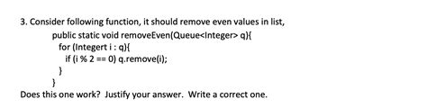 Solved 3 Consider Following Function It Should Remove Even
