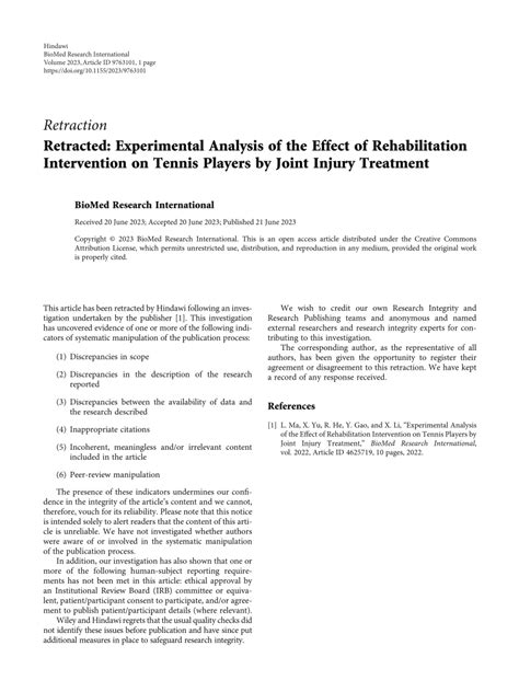 Pdf Retracted Experimental Analysis Of The Effect Of Rehabilitation