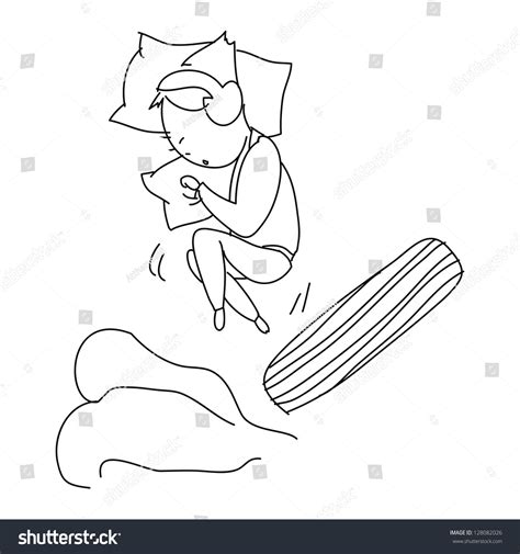 Cartoon Hand Drawing Girl Curl On Stock Vector Royalty Free 128082026