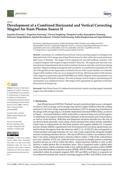 Pdf Development Of A Combined Horizontal And Vertical Correcting Magnet For Siam Photon Source Ii