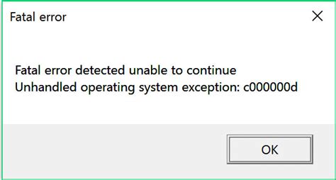 Fatal Error C000000d