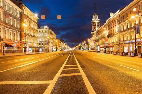 Обои петербург, питер ночью, невский, дума, золотистая подсветка на ...