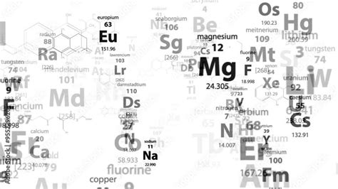 Chemistry Periodic Table Chemical Structure Formula Loop White Flying Text Words Looping