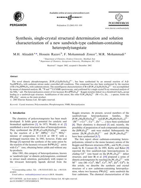 Pdf Synthesis Single Crystal Structural Determination And Solution
