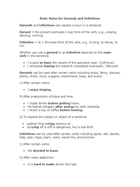 Basic Rules For Gerunds And Infinitives Pdf