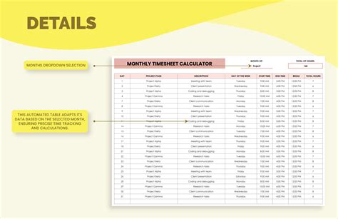 Monthly Timesheet Calculator Template In Excel Google Sheets Download Template Net